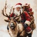 Vintage Santa With Reindeer Clipart Bundle 10 High Res Watercolor JPG ...