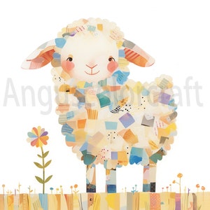 Collage-style Sheep Clipart Bundle - 20 High Quality Jpgs, Commercial ...
