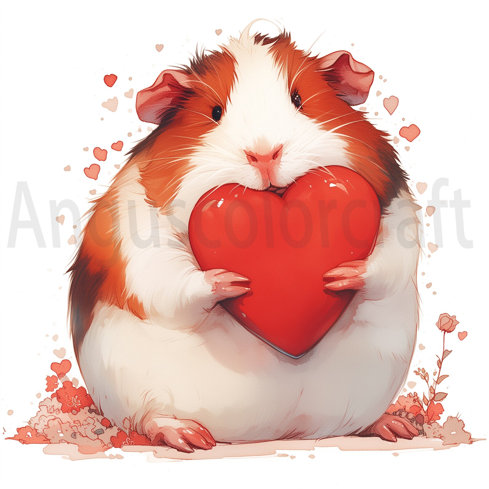 Valentine's Day Guinea Pig, 16 Clipart Bundle, Junk Journal, Digital ...