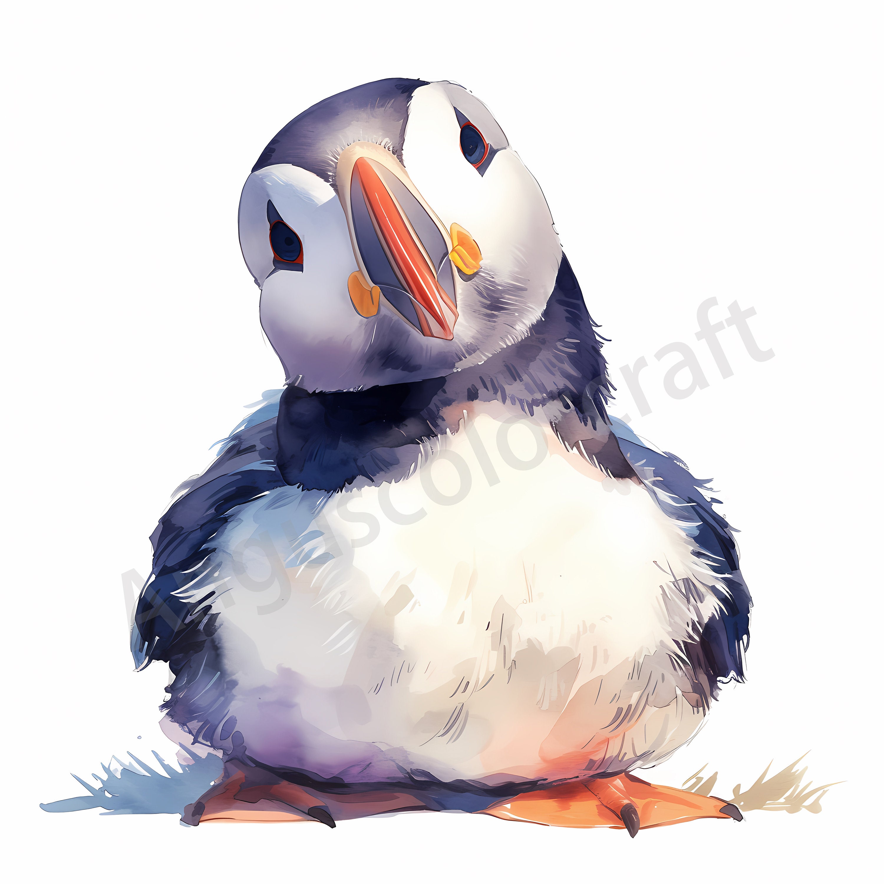 Watercolor Cute Puffin Clipart | Adorable Cute Puffin Clipart Bundle ...