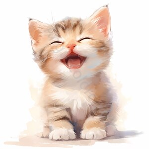 Watercolor Cute Cat Clipart Bundle, Clip Art Set of 17 High Quality ...