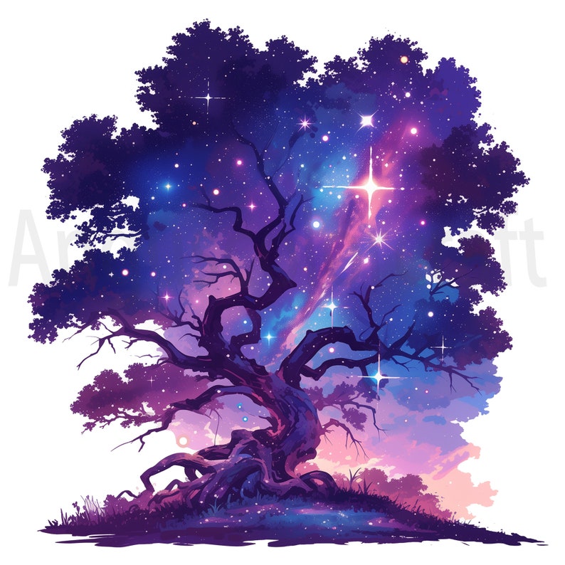 Galaxy Tree Clipart, Starry Sky Tree, Mystical Tree Clipart Bundle, 20 ...