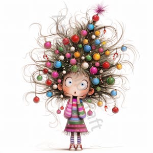 Quirky Christmas Girl Clip Art 13 High Res Watercolor Jpgs, Junk ...