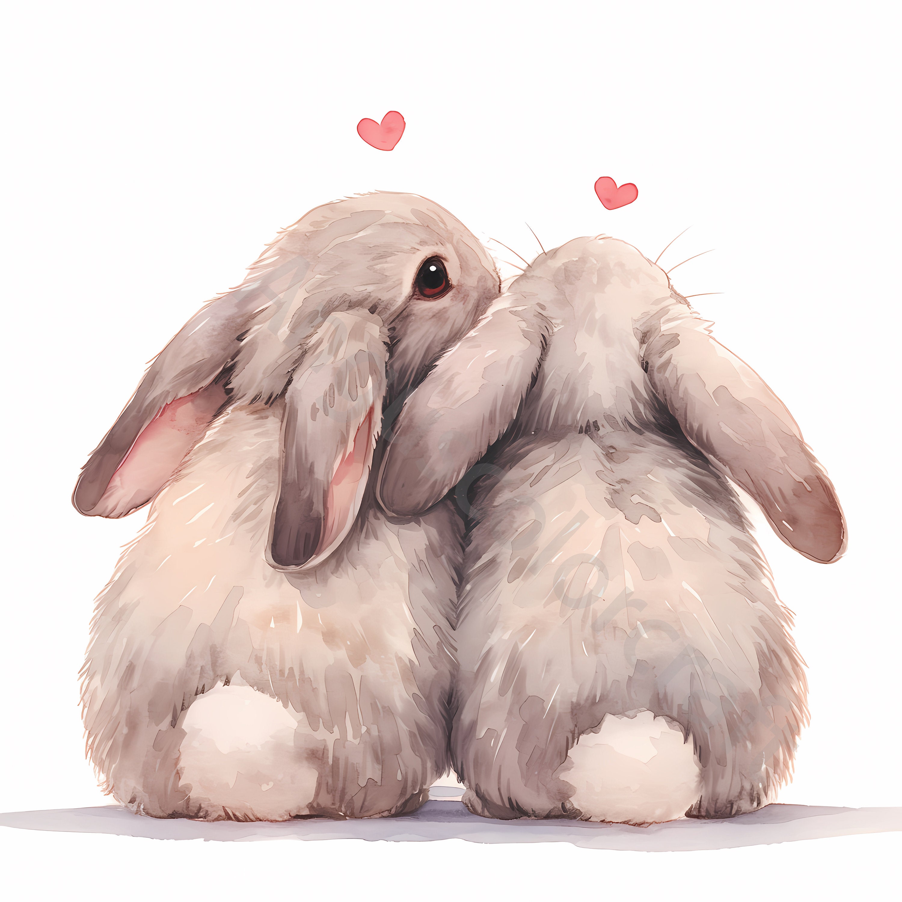 13 Cute Watercolor Couple Bunny Clipart Bundle, Rabbit With Heart ...