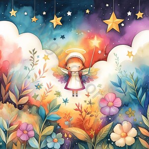 Whimsical Angel Clip Art 10 High Res Watercolor Clipart Jpgs, Junk ...