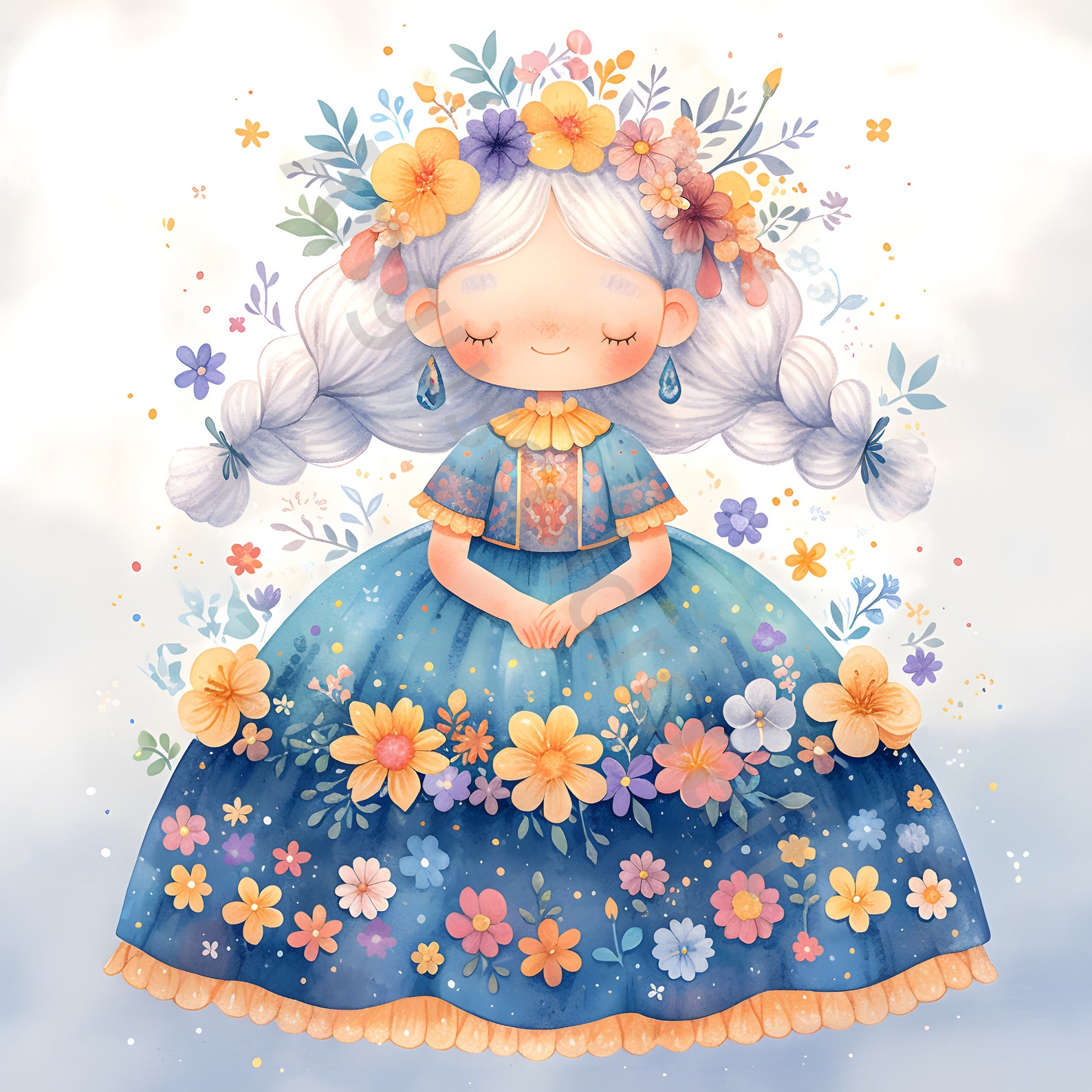 Whimsical Old Lady Clip Art, Watercolor Granny Illustration (15 Jpgs ...