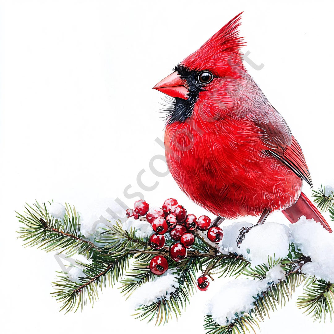 Red Cardinal Clipart - 10 High Res Jpgs, Digital Paper Crafting ...