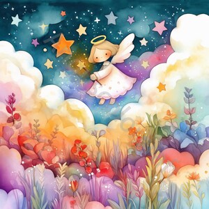 Whimsical Angel Clip Art 10 High Res Watercolor Clipart Jpgs, Junk ...