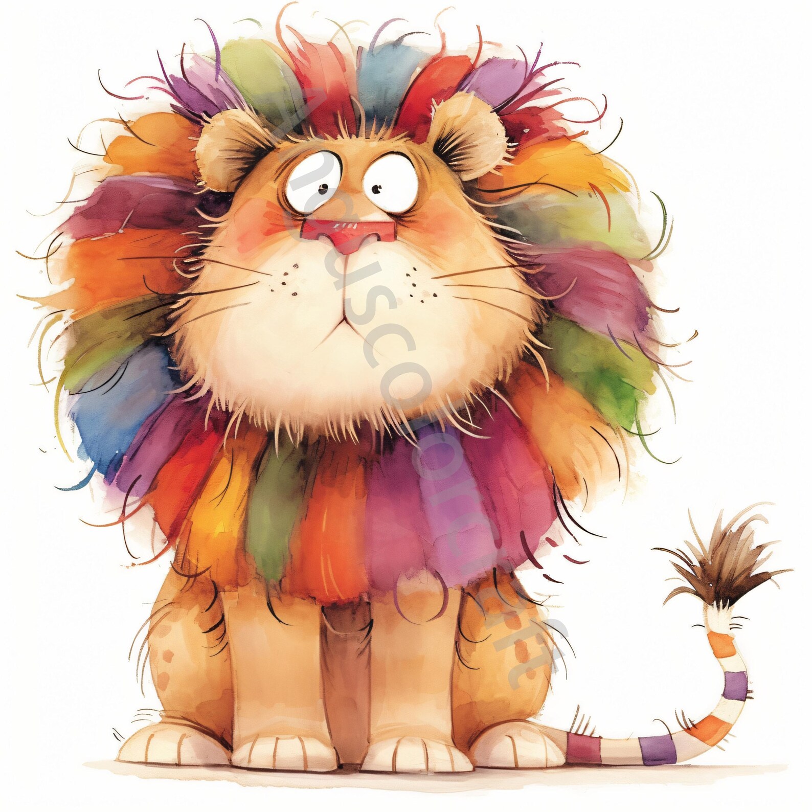 12 Quirky Lion Clip Art, Watercolor Clipart JPG, Junk Journaling ...