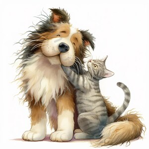 Quirky Dog and Cat Clip Art 10 High Res Watercolor Jpgs, Junk ...