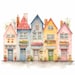 Whimsical Row Houses Clipart Bundle 20 High Res Watercolor Jpgs for Junk Journaling ...