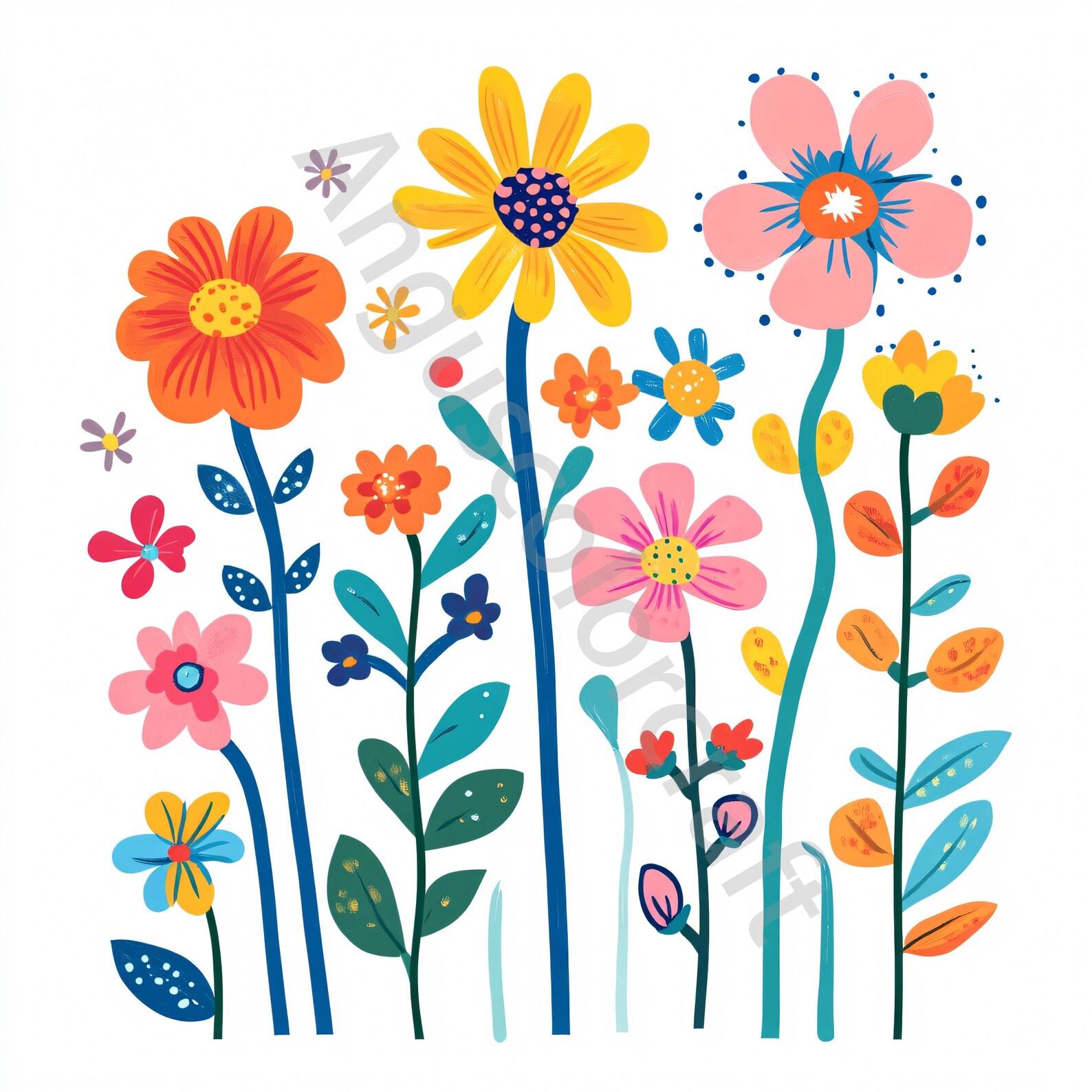 Quirky Flowers Clip Art Bundle 10 High Res Watercolor Floral Jpgs Junk ...
