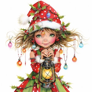 Christmas Girl Clip Art 12 High Res Watercolor Jpgs, Junk Journaling ...