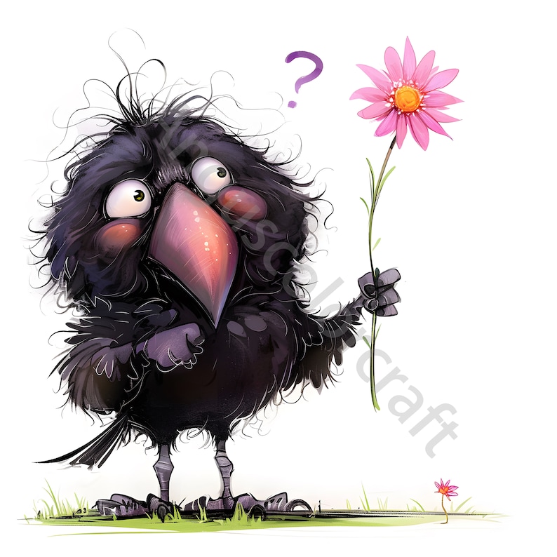 14 Crazy Raven Clip Art, Funny Bird Clipart, High Quality Jpgs, Digital ...