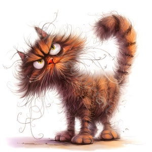 Frazzled Cat Clip Art 15 High Res Watercolor Jpgs for Junk Journaling ...