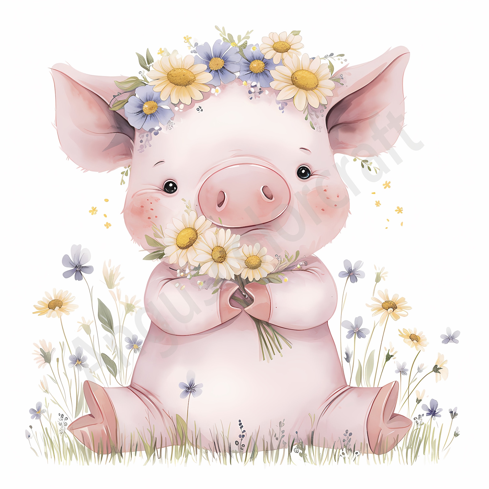 18 Cute Watercolor Pig Clipart Sublimation Design Wildflowers Pig Shirt ...