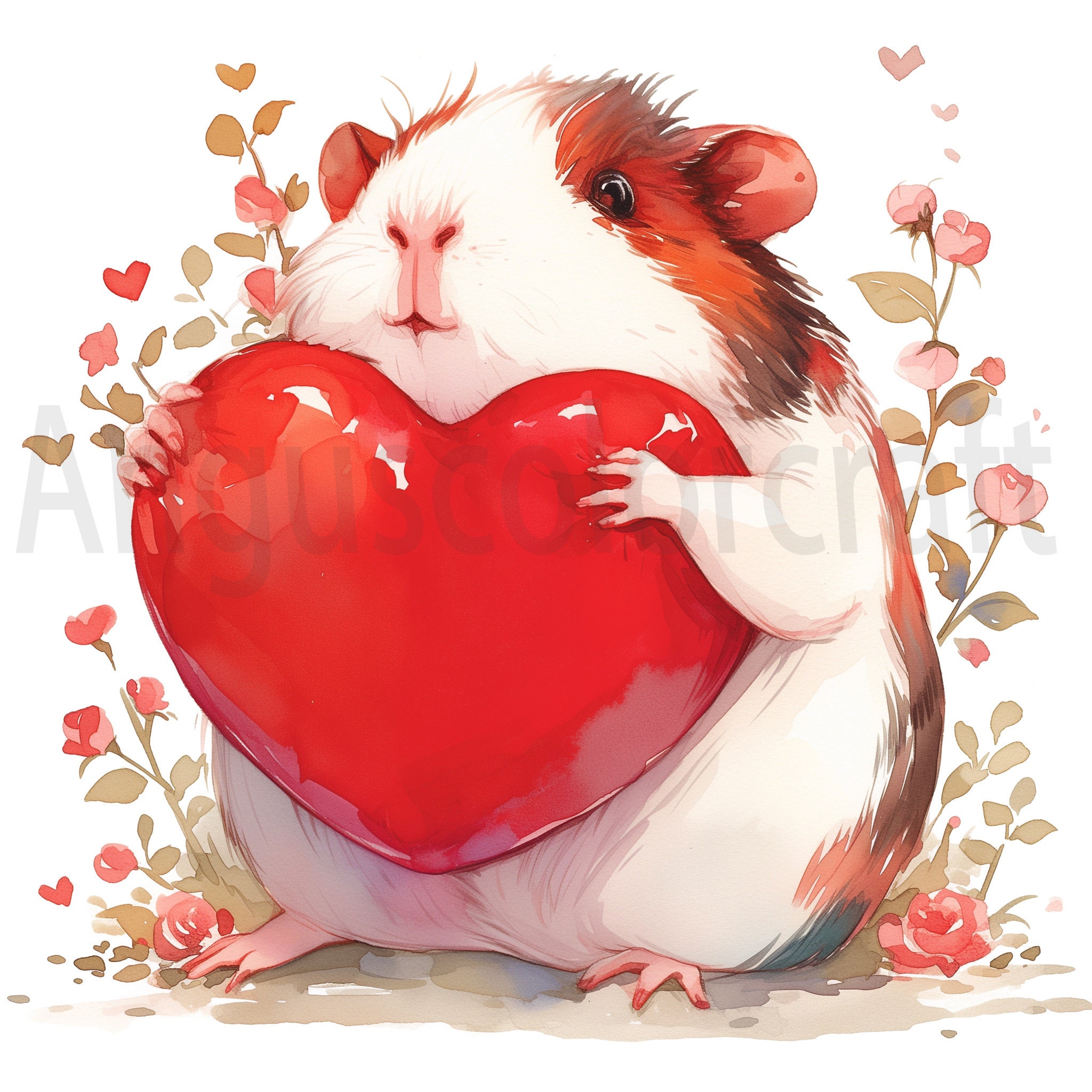 Valentine's Day Guinea Pig, 16 Clipart Bundle, Junk Journal, Digital ...