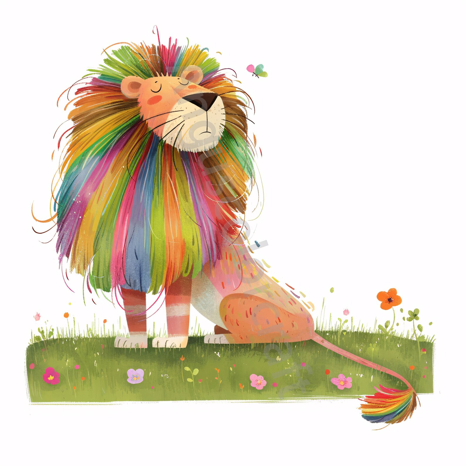 13 Quirky Lion Clipart, Commercial Use, Whimsical Ephemera, Watercolor ...