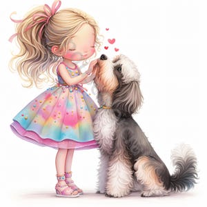 10 JPG Girl With Puppy Clip Art, Boy With Dogs Clipart Digital Download ...