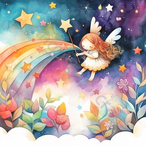 Whimsical Angel Clip Art 10 High Res Watercolor Clipart Jpgs, Junk ...