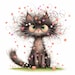 12 Frazzled Flower Cat Clip Art, Watercolor Clipart JPG, Junk ...