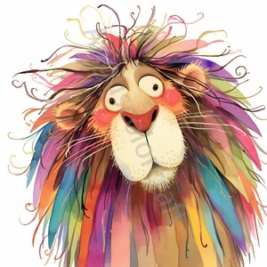 12 Quirky Lion Clip Art, Watercolor Clipart JPG, Junk Journaling ...