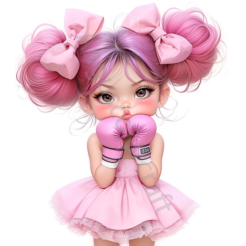 13 Jpgs Quirky Boxing Girl Clipart, Commercial Use, Whimsical Ephemera ...