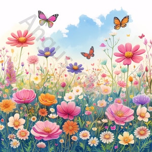 Butterfly Garden Clip Art Bundle 10 High Res Watercolor Clipart Jpgs ...