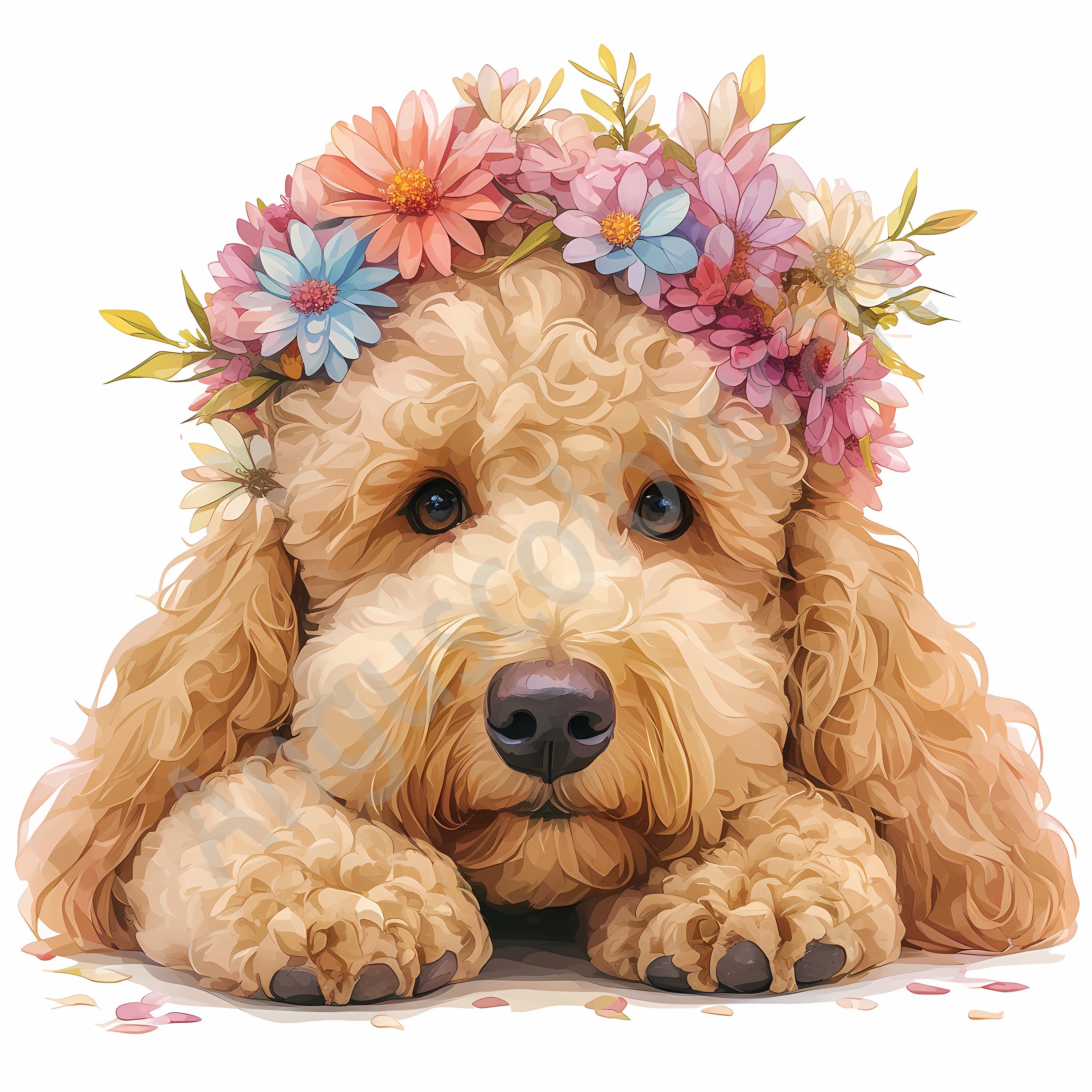 Spring Mini Golden Doodle Clipart - 13 High Quality Jpgs - Digital ...