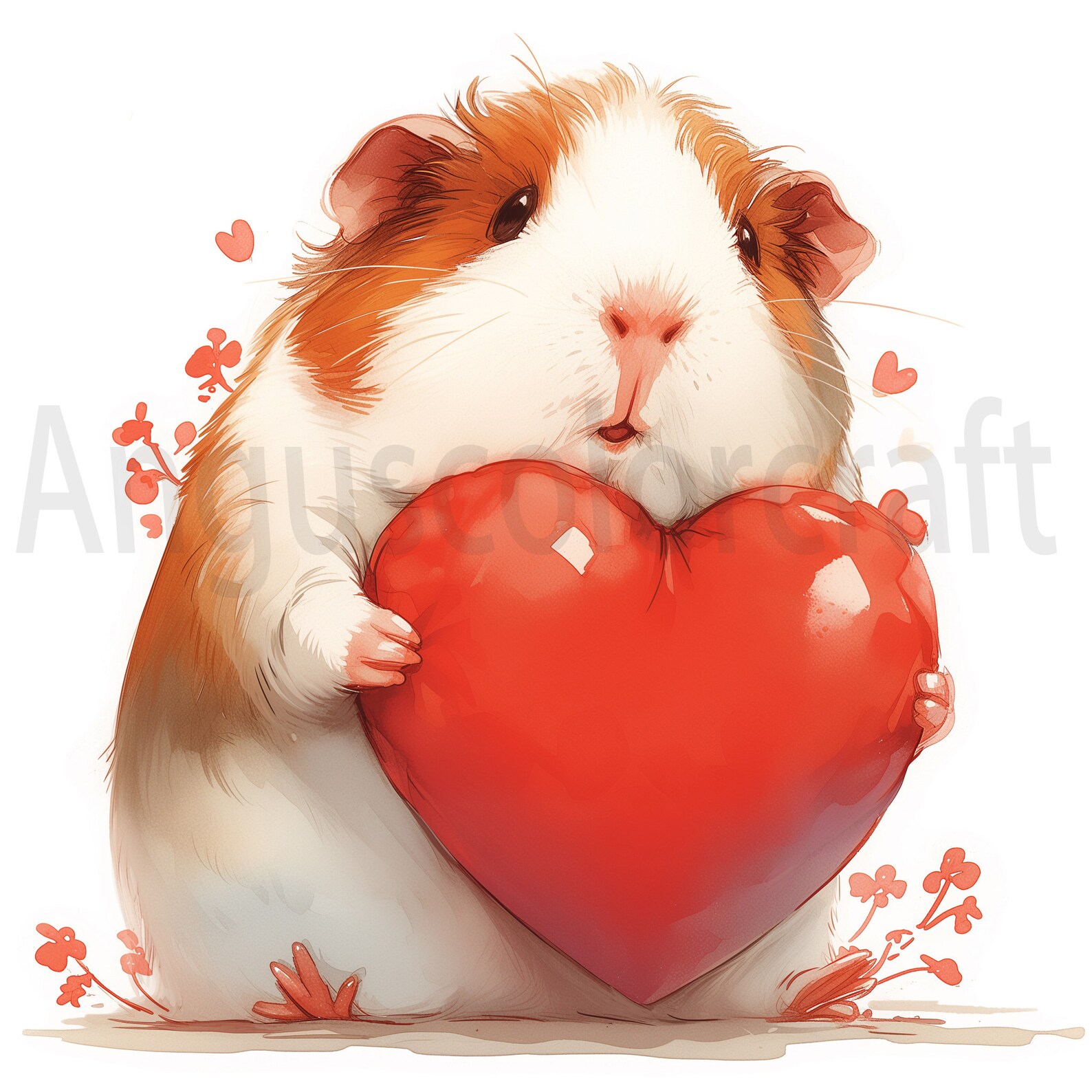 Valentine's Day Guinea Pig, 16 Clipart Bundle, Junk Journal, Digital ...