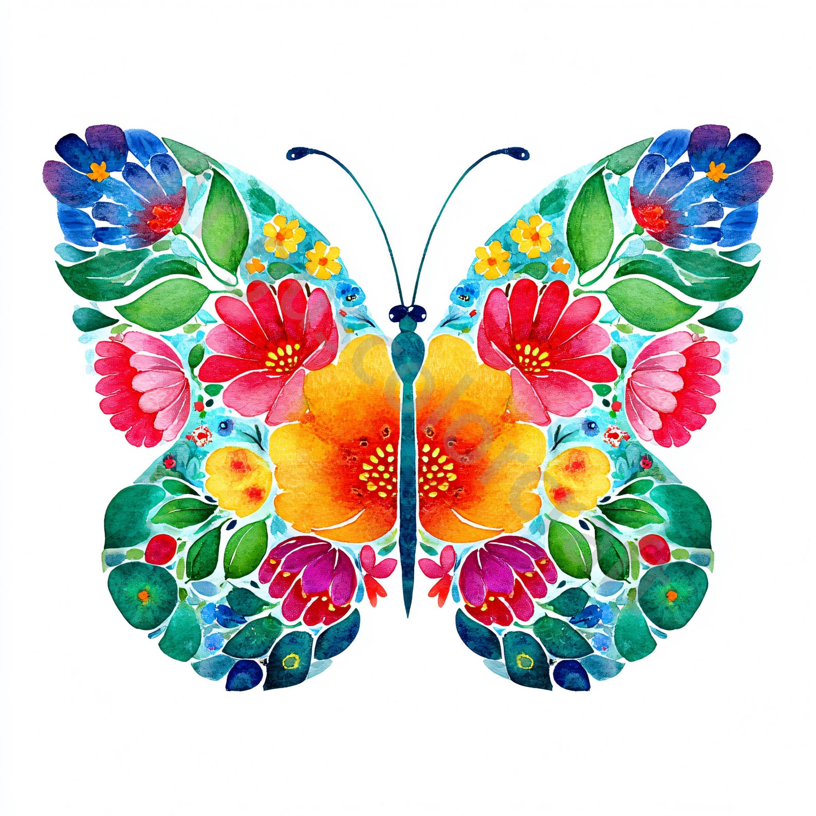 10 JPG Flowers Butterfly Clip Art, Watercolor Clipart, Junk Journal ...