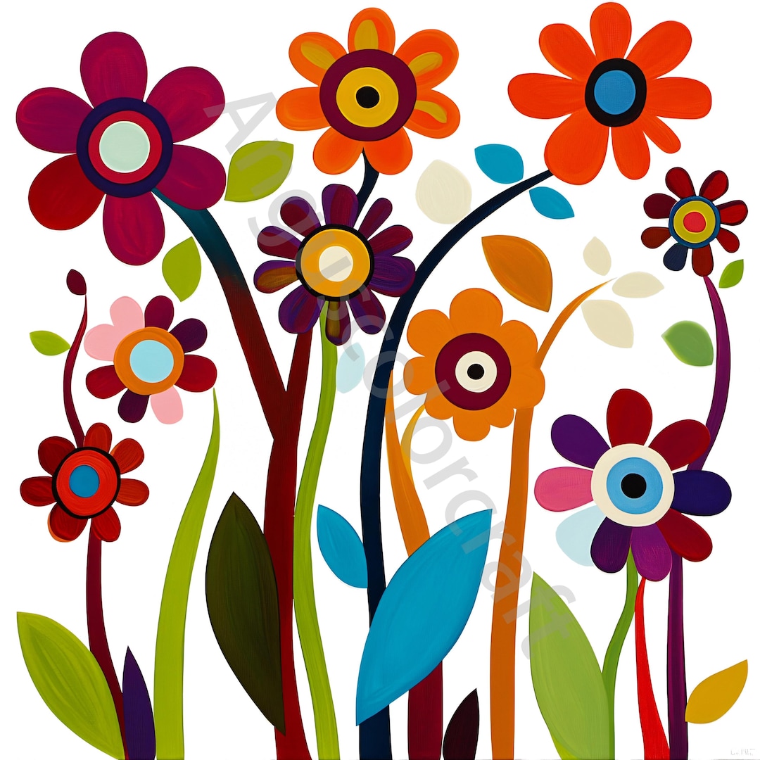 Quirky Flowers Clip Art Bundle 10 High Res Watercolor Floral Jpgs Junk ...