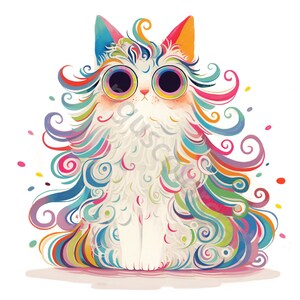 15 Cute Whimsical Cat Clip Art, Cute Kitten Clipart, High Quality Jpgs ...