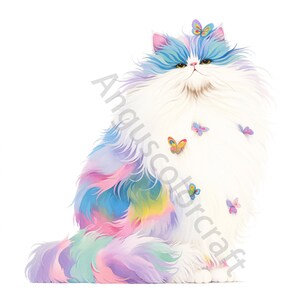 15 Cute Whimsical Cat Clipart, Rainbow Kitten Clipart, High Res JPG ...