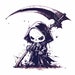 12 Cute Grim Reaper JPG, Black and White Clipart, Spooky Reaper ...