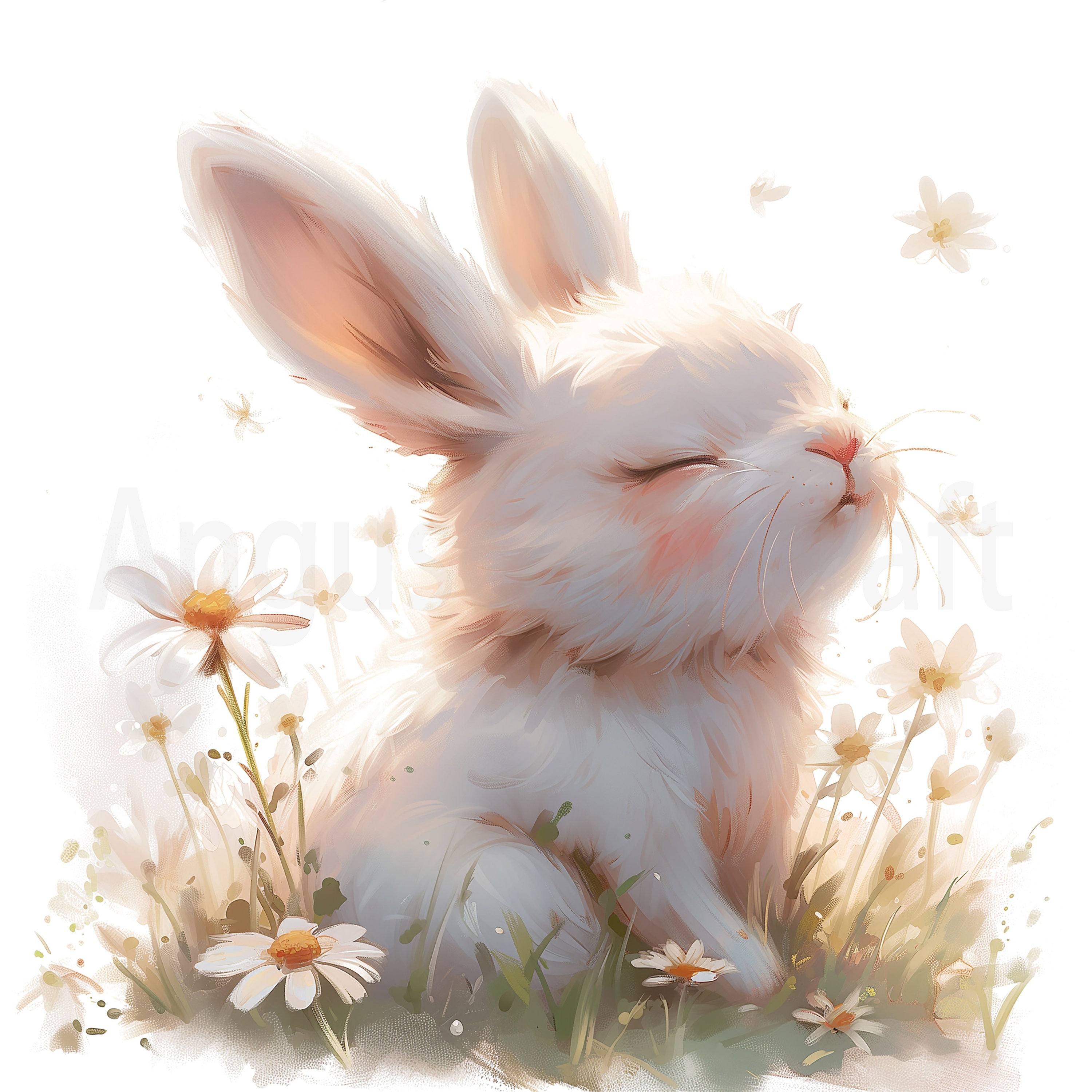 Watercolor Baby Bunny Clipart, Daisy Rabbit, Nursery Art (18jpgs ...