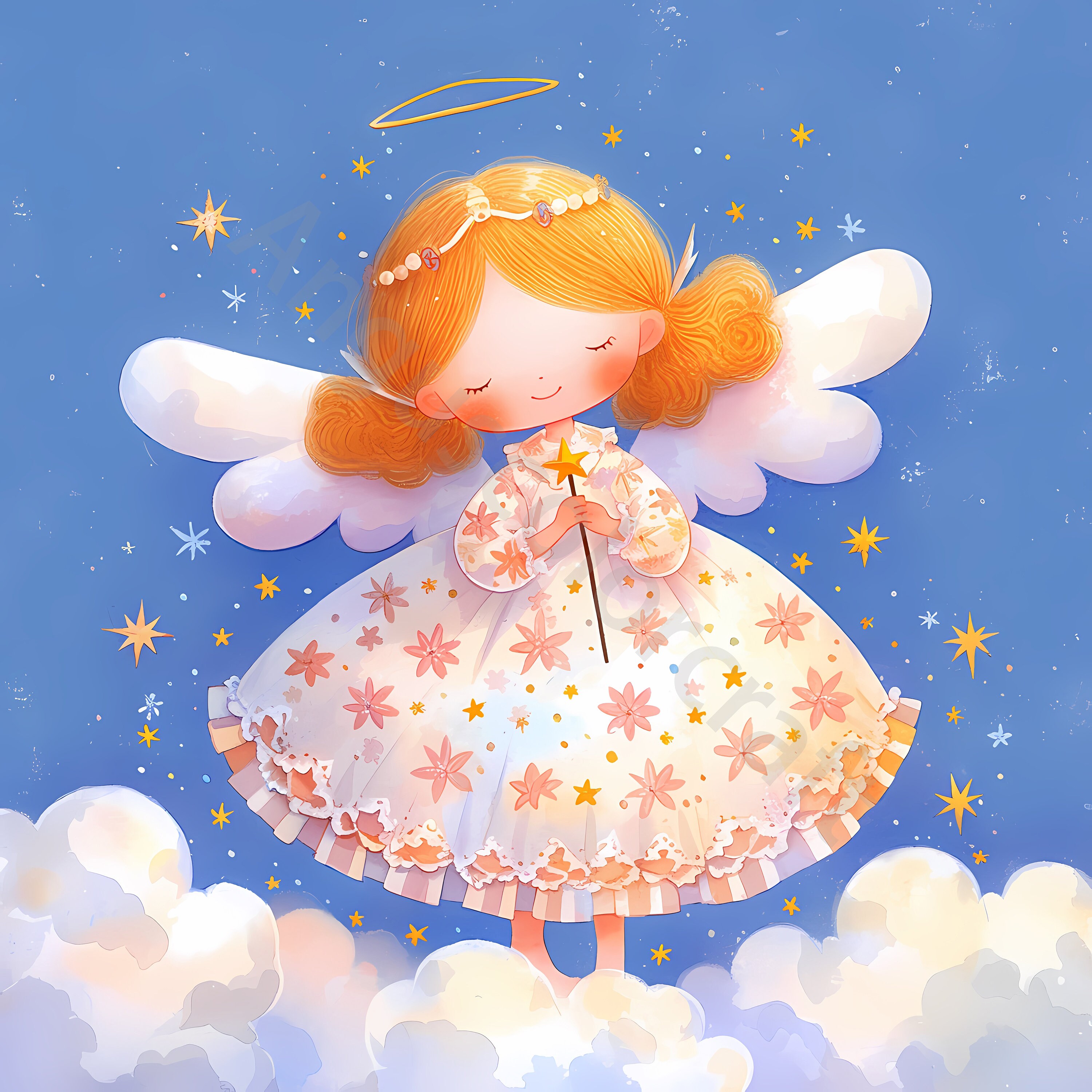 Whimsical Angel Clip Art 10 High Res Watercolor JPG for Junk Journaling ...