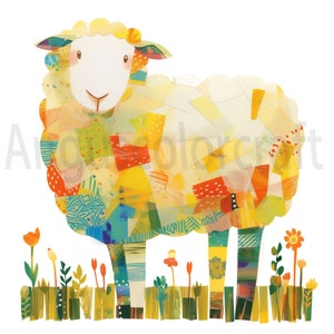Collage-style Sheep Clipart Bundle - 20 High Quality Jpgs, Commercial ...