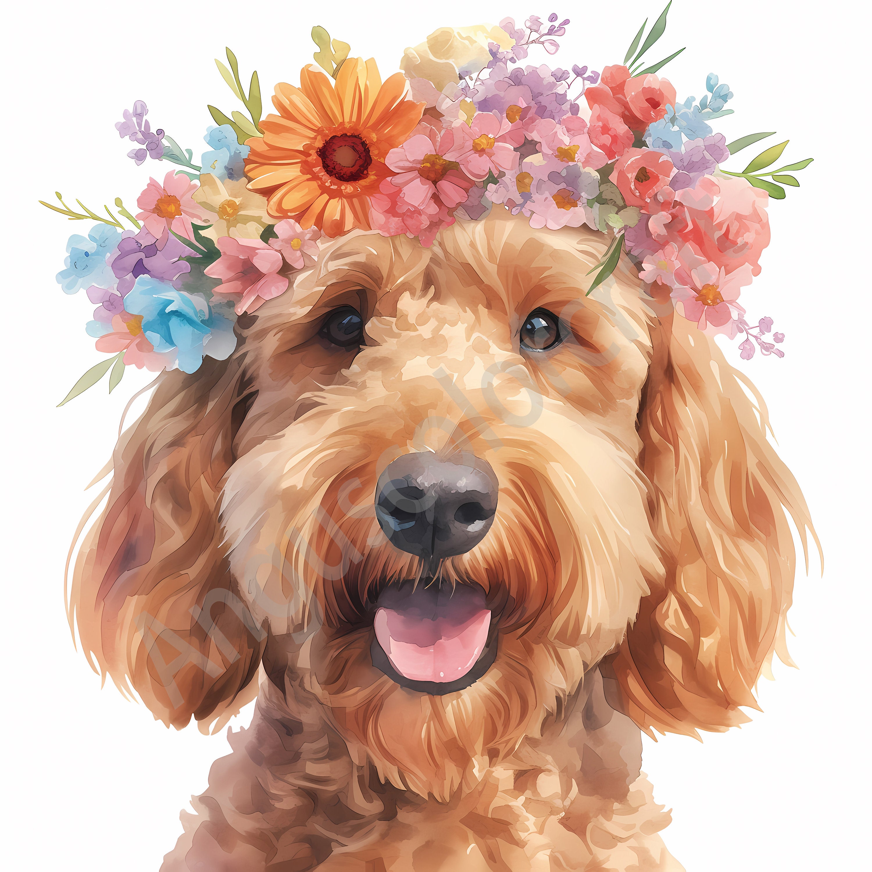 Spring Mini Golden Doodle Clipart - 13 High Quality Jpgs - Digital ...