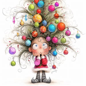 Quirky Christmas Girl Clip Art 13 High Res Watercolor Jpgs, Junk ...