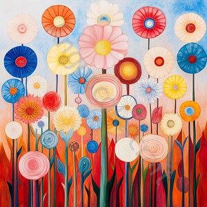 Whimsical Colorful Flower Clipart, 10 JPG Watercolor Wildflower Clip ...