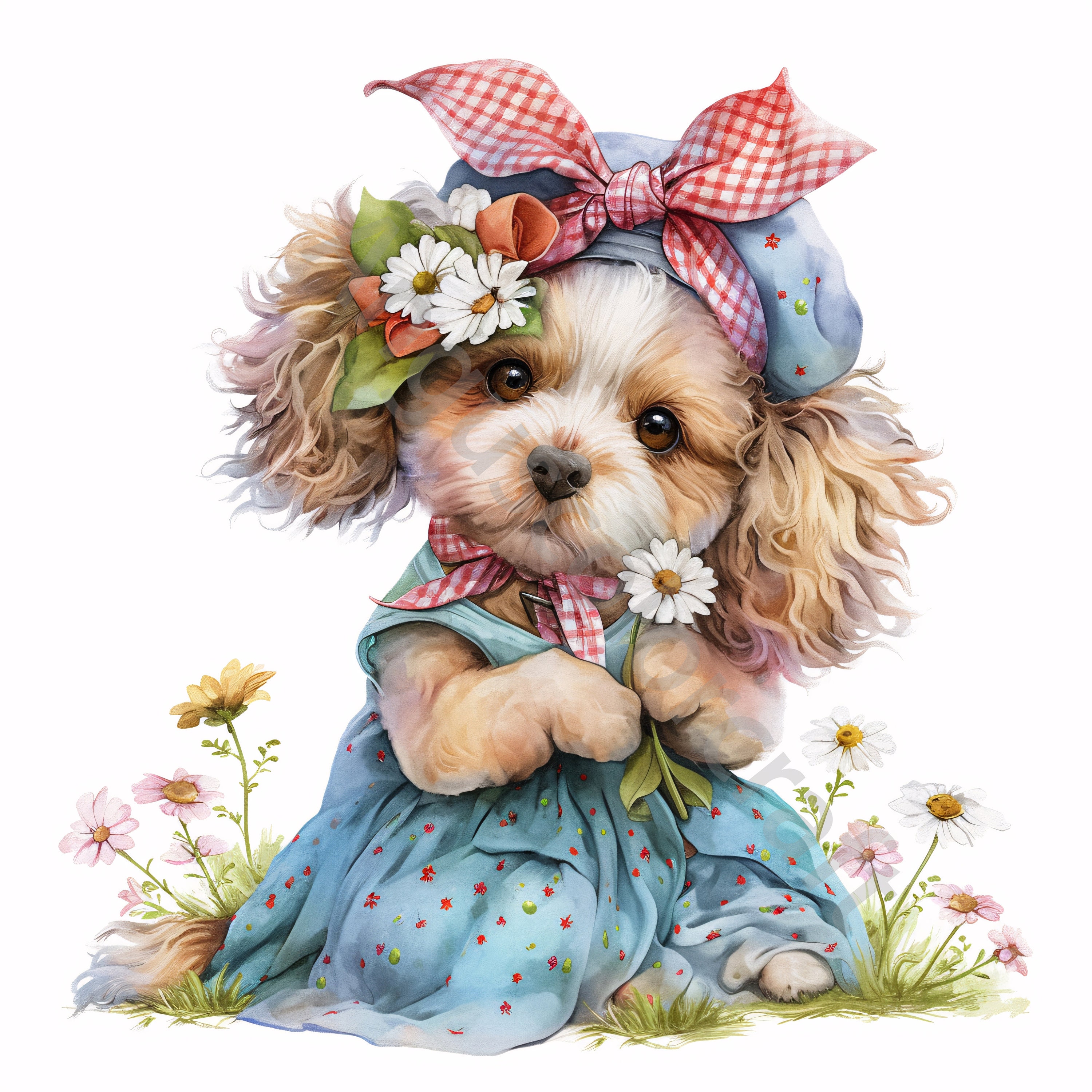 15 Cute Whimsical Lady Dog Clipart, Lady Puppy Clipart, High Res Jpgs ...