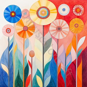 Whimsical Colorful Flower Clipart, 10 JPG Watercolor Wildflower Clip ...