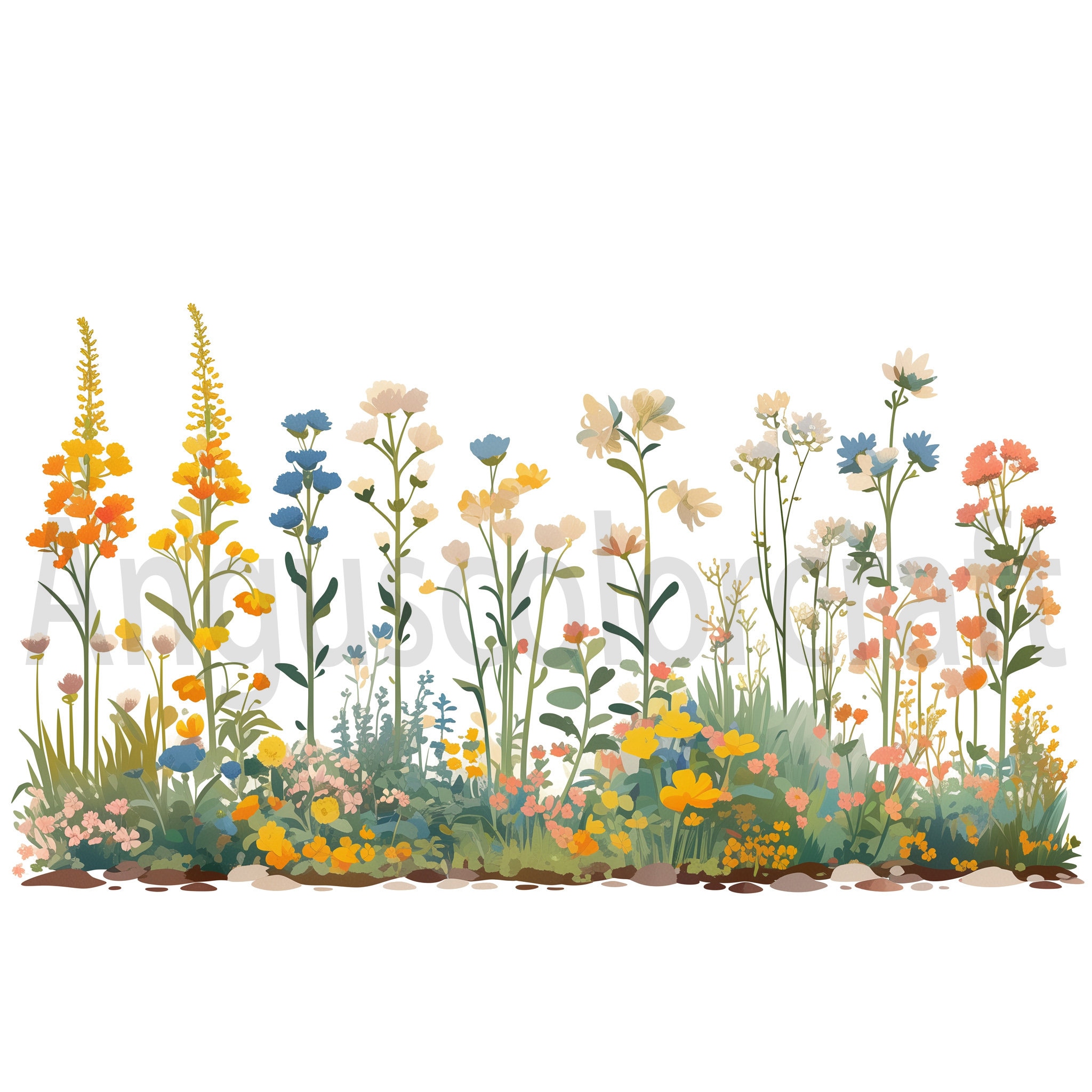 A Row of Flowers Clipart 23 High Quality Jpgs, Commercial Use, Memory ...