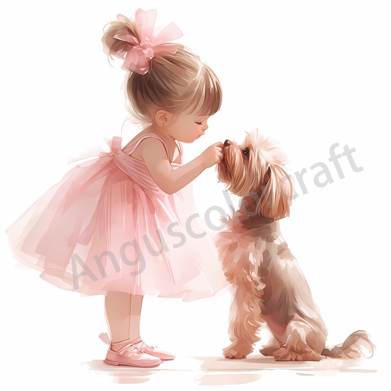12 Best Friends Girl With Dog Clipart jpgs, Dog Lover, Cute Baby Girl ...