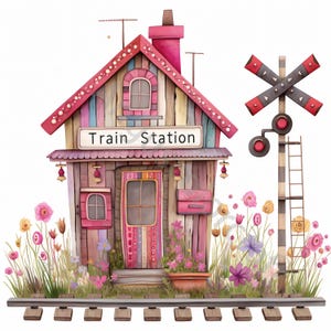 10 Train Station Clip Art, Watercolor JPG, Junk Journaling, Scrapbook ...