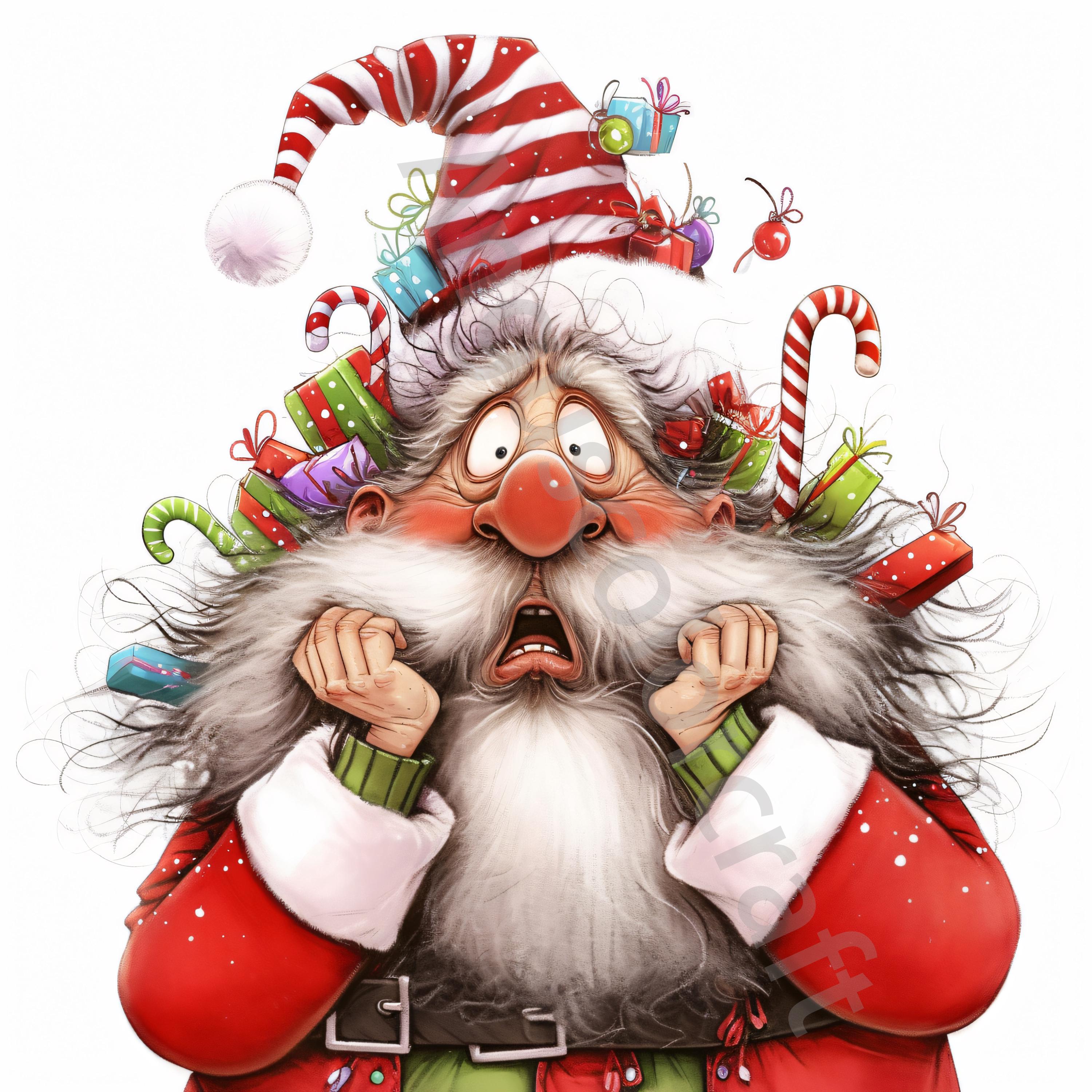 10 Quirky Busy Santa Clipart, Festive Santa, Commercial Use, Whimsical ...