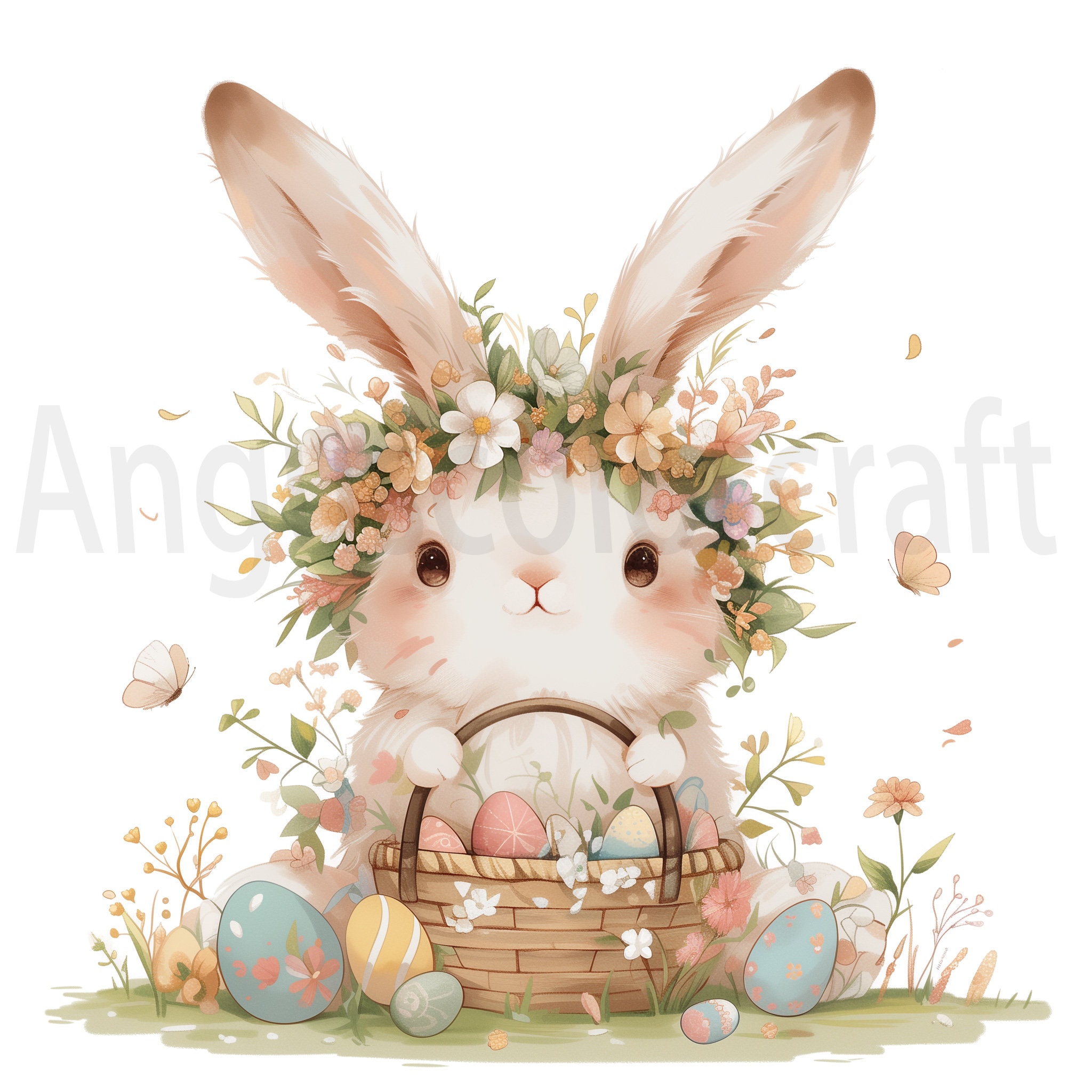 25 Happy Easter Bunny Clipart Bundle, Cute Easter Bunny, Easter Egg ...