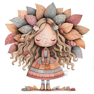 13 Watercolor Autumn Girl Clipart, Cozy Autumn, Fall JPG Graphics ...