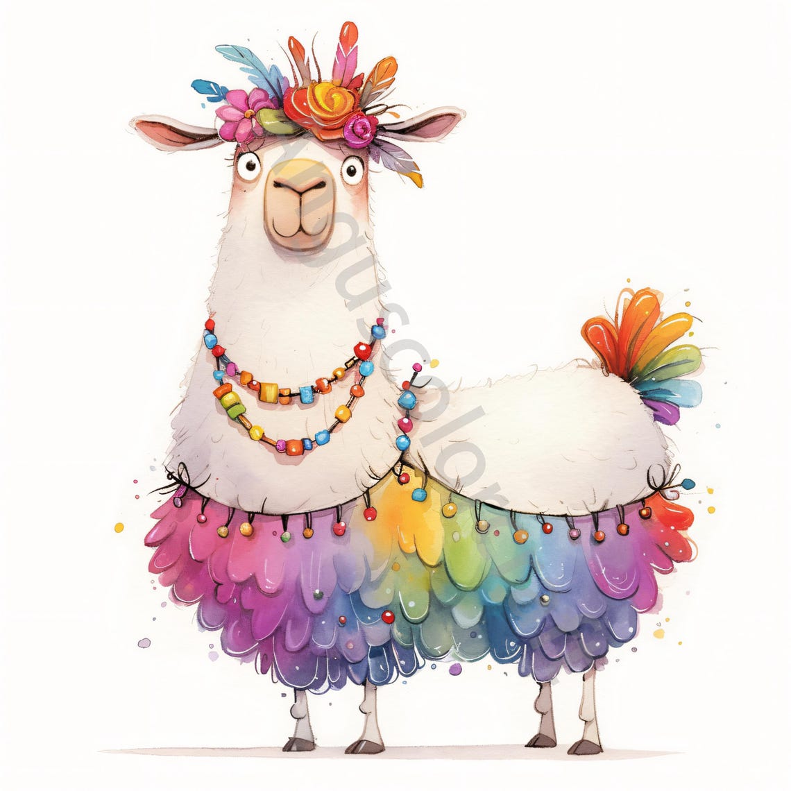 12 Quirky Llama Clip Art, Watercolor Clipart JPG, Junk Journaling ...